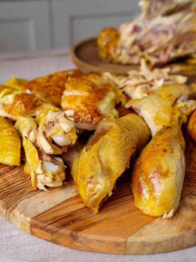 How to Cut a Rotisserie Chicken (Step By Step Video) - I'd Rather Be A Chef