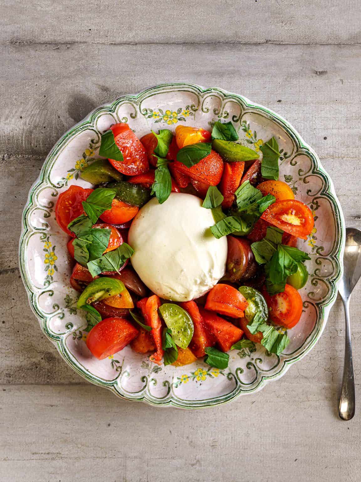 Fresh Burrata Caprese Salad - I'd Rather Be A Chef